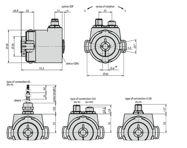 Encoder absoluto rotativo com eixo oco WH5800M - Grunn do Brasil